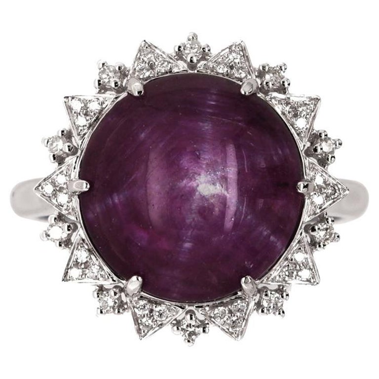 Fei Liu 12.73ct Star Ruby Diamond 18ct White Gold Ring For Sale at 1stDibs