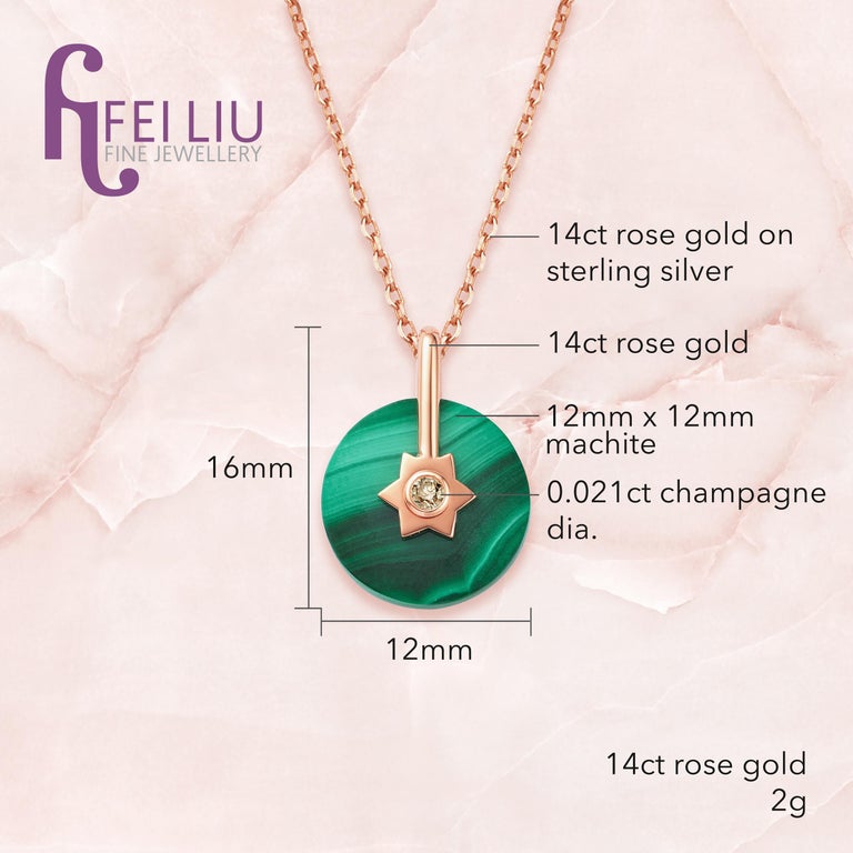 Fei Liu Malachite Diamond Rose Gold Necklace Earrings Ring at 1stDibs
