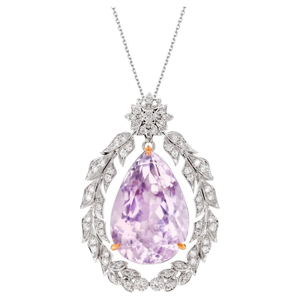 Fei Liu Mother of Pearl Diamond 18 Karat White Gold Hexagon Pendant ...