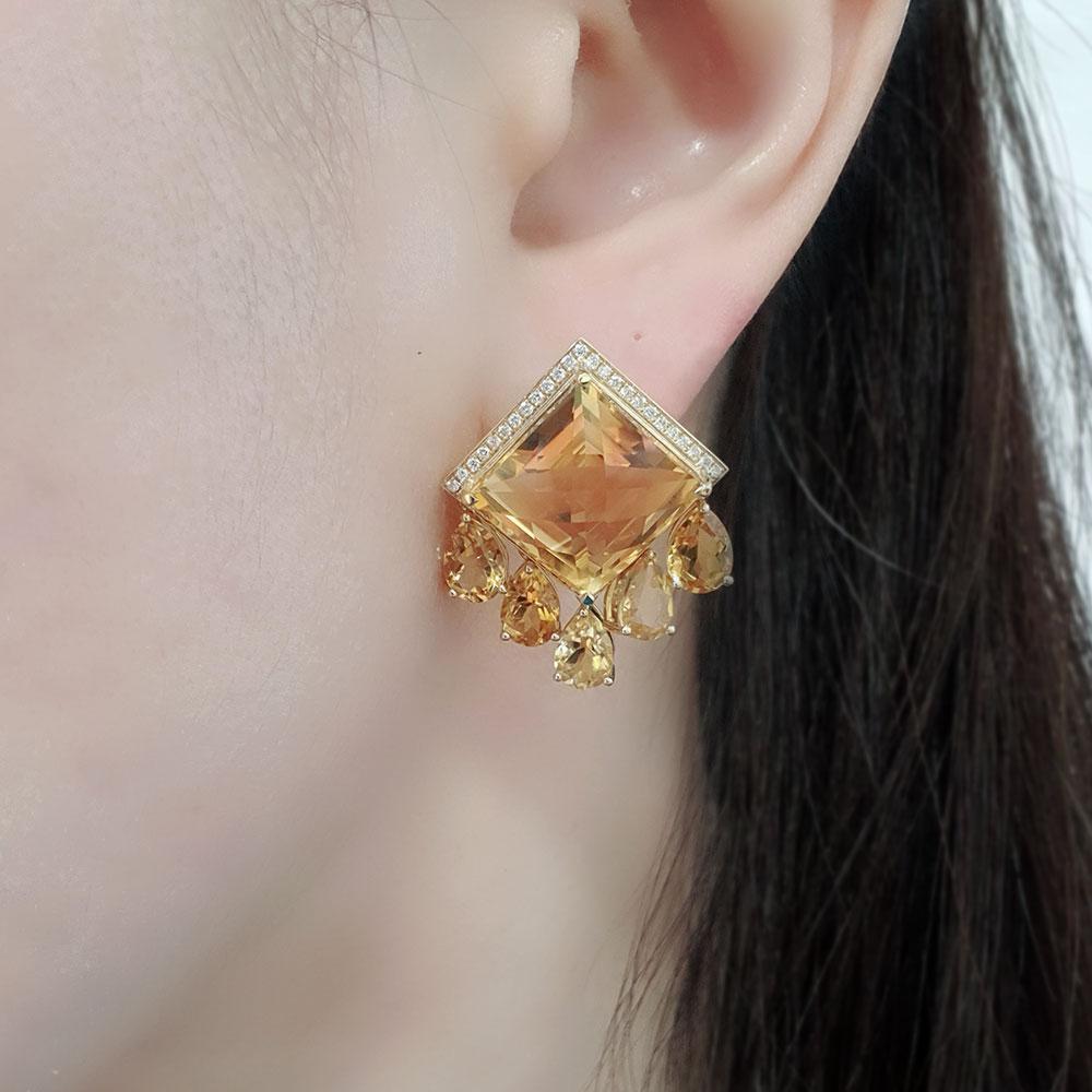 Fei Liu 30ct Citrine and Diamond 18 Karat Yellow Gold Statement ...