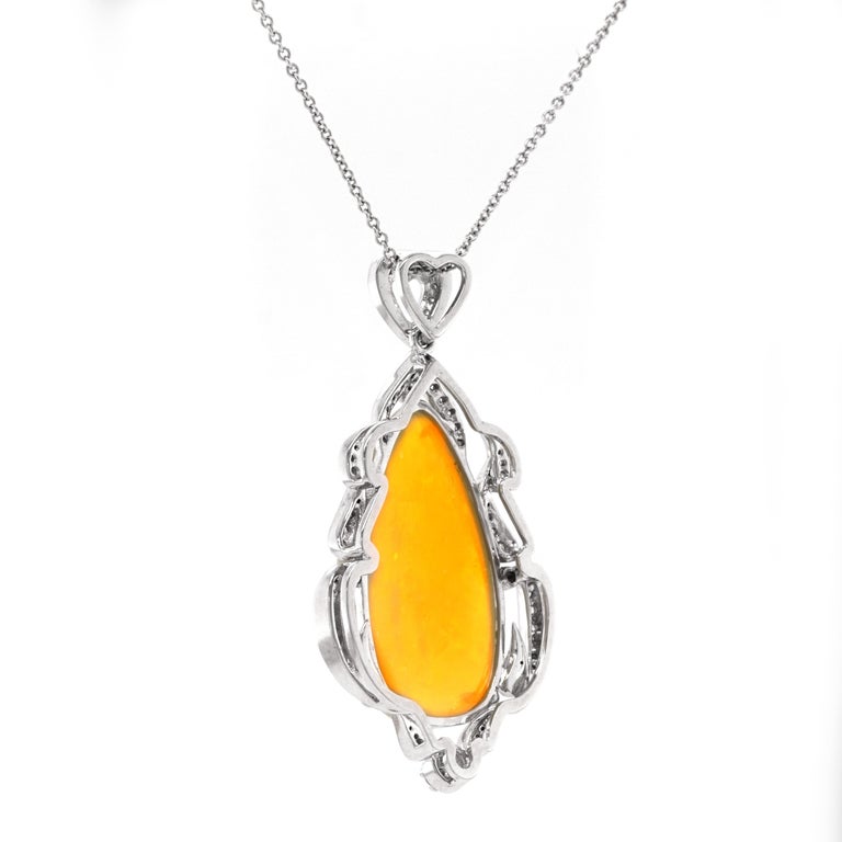Fei Liu 8.45ct Opal Diamond 18 Karat White Gold Pendant Necklace For Sale at 1stDibs