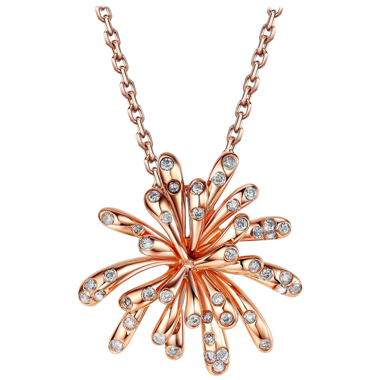 Fei Liu Diamond 9 Karat Rose Gold Firework Pendant Necklace at 1stDibs