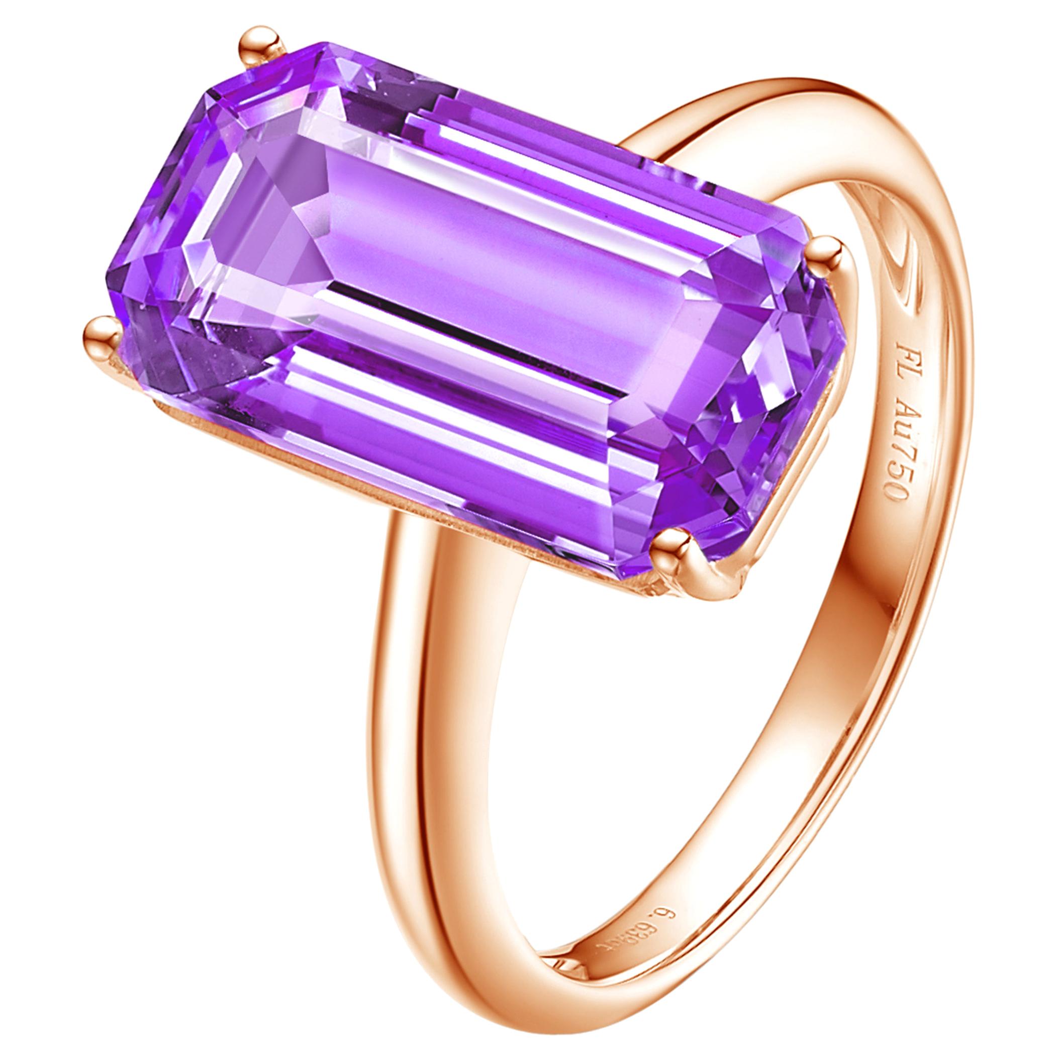 StyleRocks Emerald Cut Amethyst Gold Cocktail Ring For Sale at 1stDibs