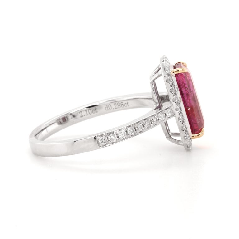 Fei Liu Emerald-Cut Ruby Diamond 18 Karat White Gold Dress Ring For ...