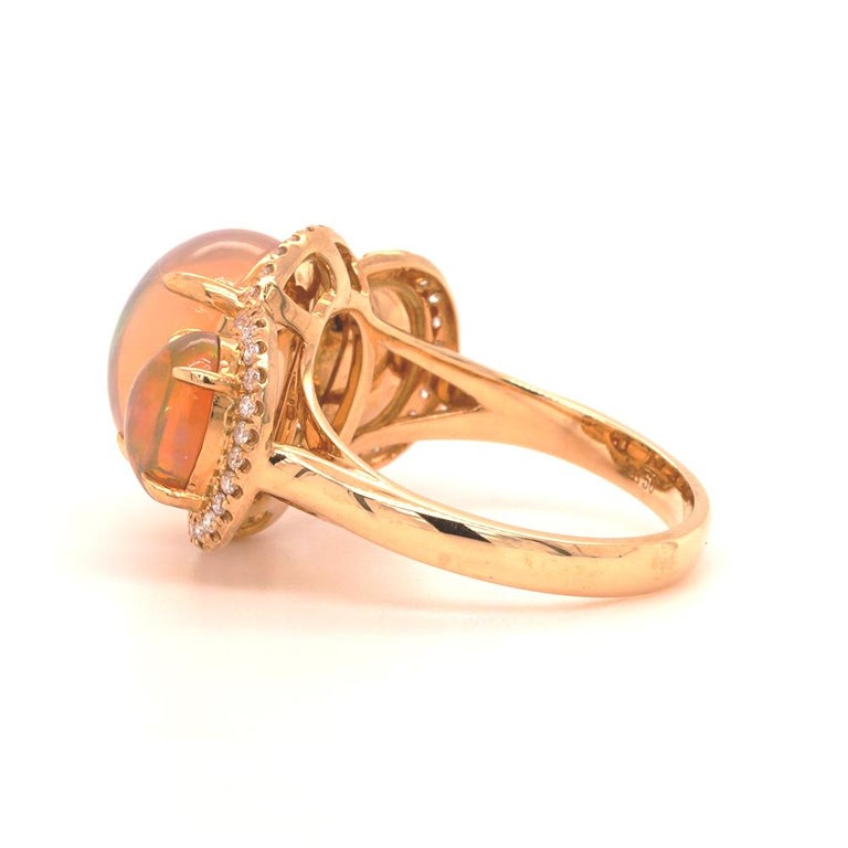 Fei Liu Ethiopian Opal Diamond 18 Karat Yellow Gold Three Stone Ring ...
