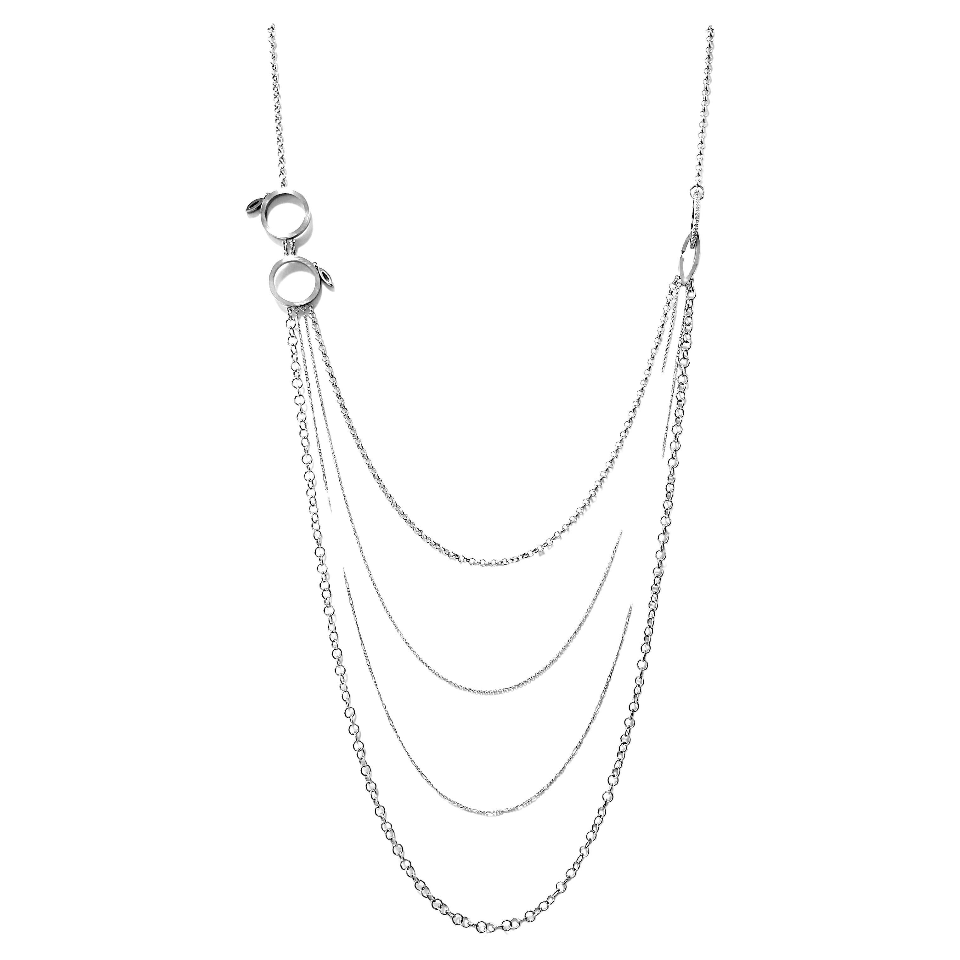 Tiffany and Co. Sterling Silver Open Heart Multi-Chain Necklace with ...
