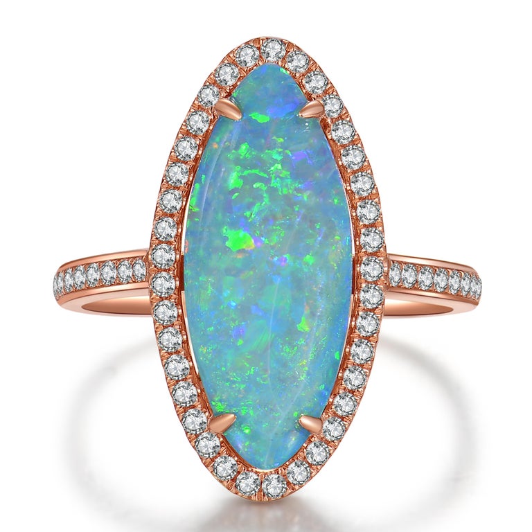 Fei Liu Opal Diamond 18 Karat Rose Gold Ring at 1stDibs