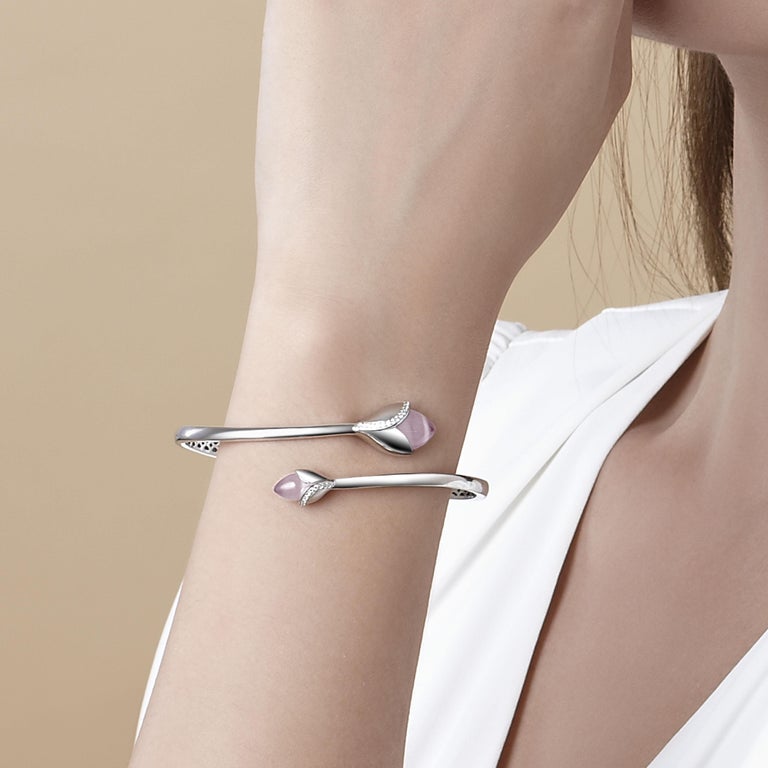 Fei Liu Pink Cat's Eyes Stone Cubic Zirconia Sterling Silver Bangle ... Fei Liu Pink Cat's Eyes Stone Cubic Zirconia Sterling Silver Bangle ...