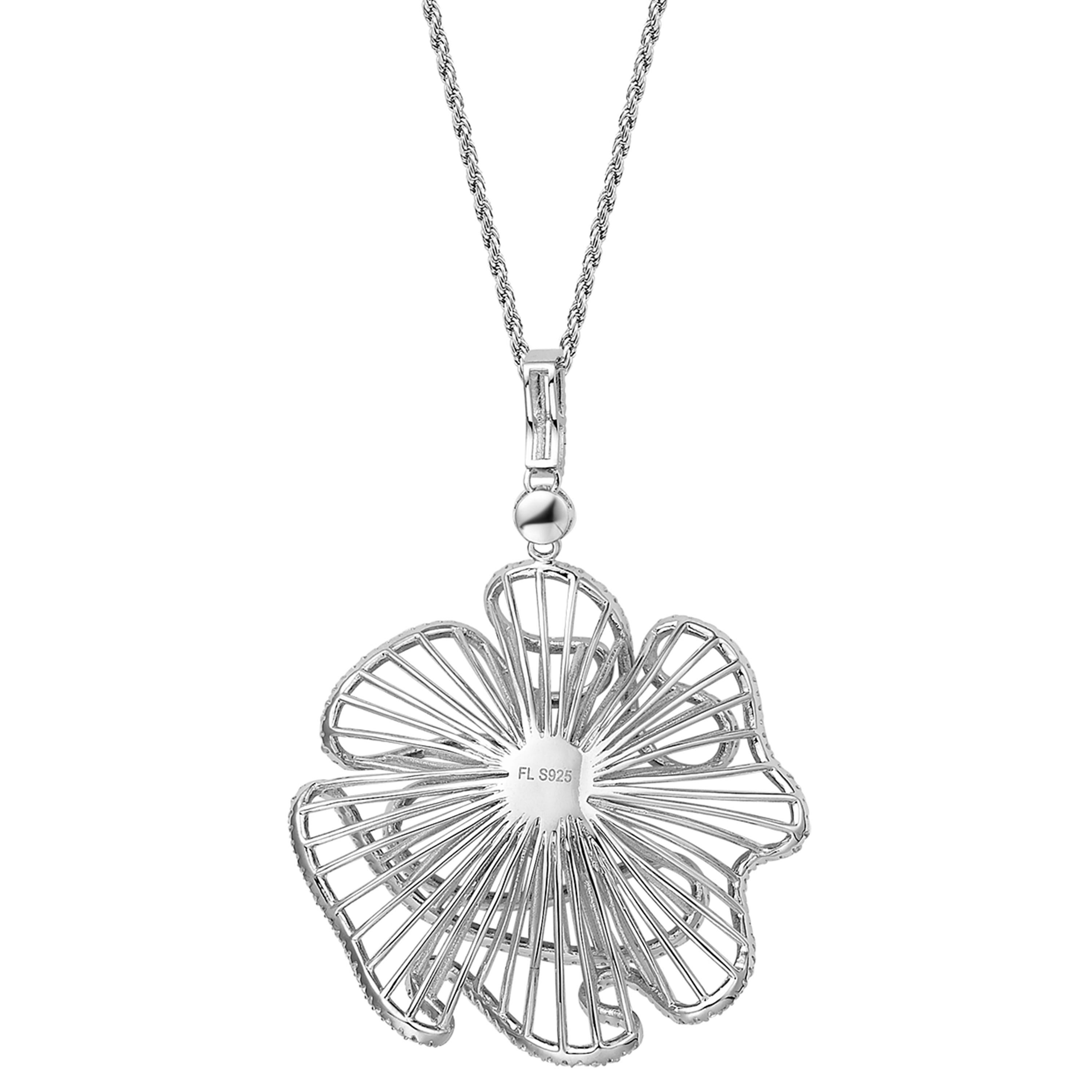 Fei Liu Pink Cubic Zirconia Sterling Silver Statement Pendant Necklace ... Fei Liu Pink Cubic Zirconia Sterling Silver Statement Pendant Necklace ...