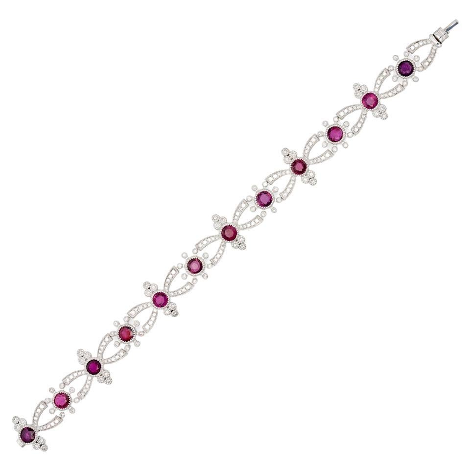 Fei Liu Ruby and Diamond Platinum Openwork Bracelet For Sale at 1stDibs