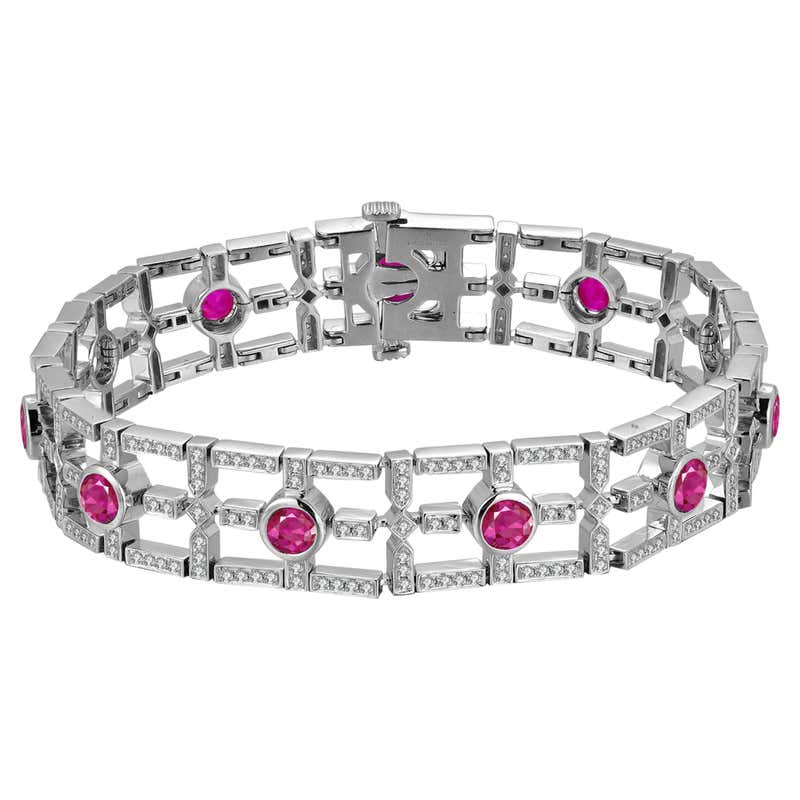 Ruby And Diamond 18 Carat White Gold Bracelet For Sale At 1stdibs