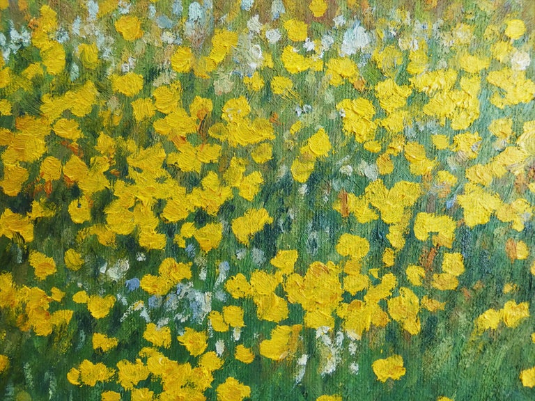 Felicia Trales - Flowery Field, Painting, Oil on Canvas For Sale at 1stDibs