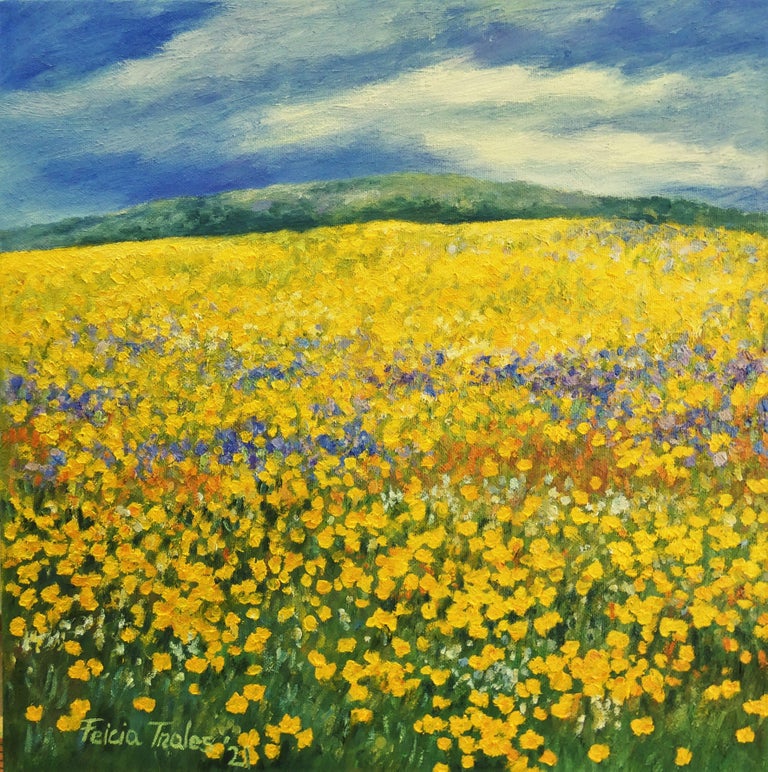 Felicia Trales - Flowery Field, Painting, Oil on Canvas For Sale at 1stDibs