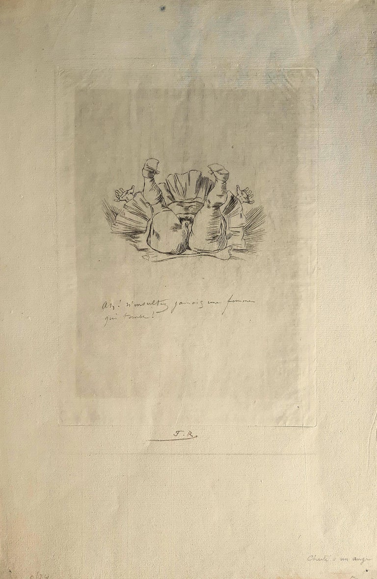Félicien Rops - Chute d''un Ange - Original Etching by Félicien Rops ...