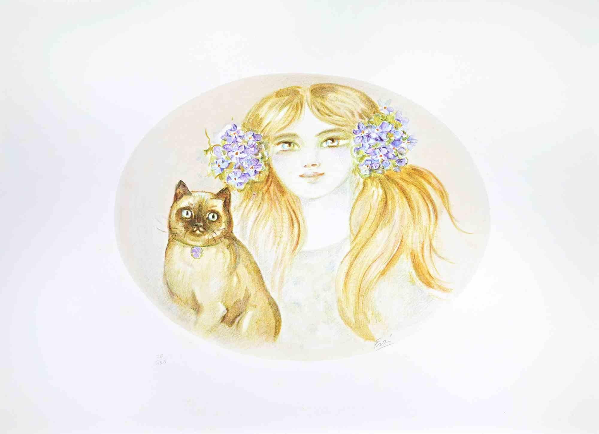 Felicita Frai - Portrait - Lithograph by Felicita Frai - 1980s For Sale ...