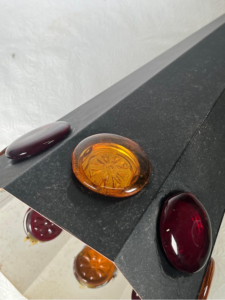 Felipe Delfinger Style Cone Shape Metal and Art Glass Pendant Light For ...