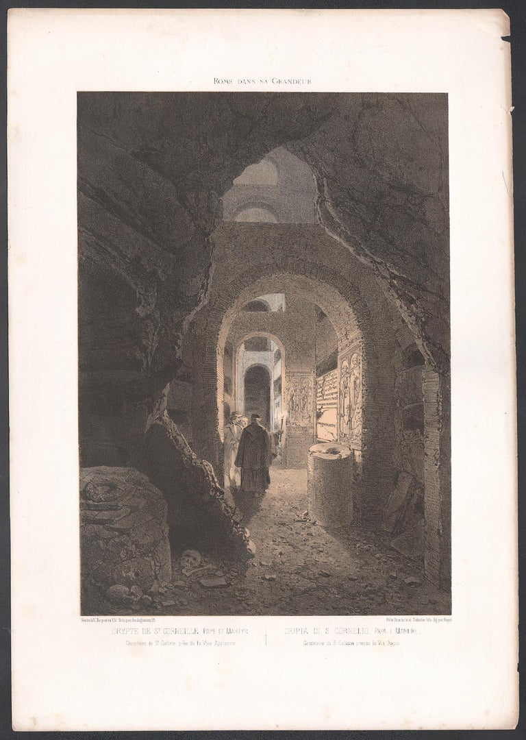 Cripta di S Cornelio, Rome Italy. Tinted lithograph, Felix Benoist For ...