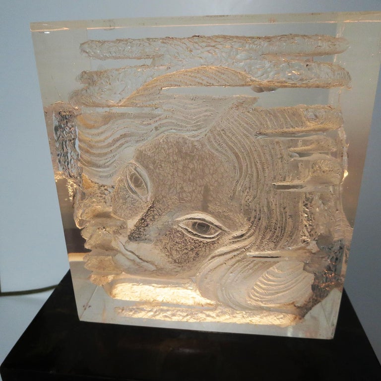 Female Head Lucite Carving by Arthur Fleischmann For Sale at 1stDibs