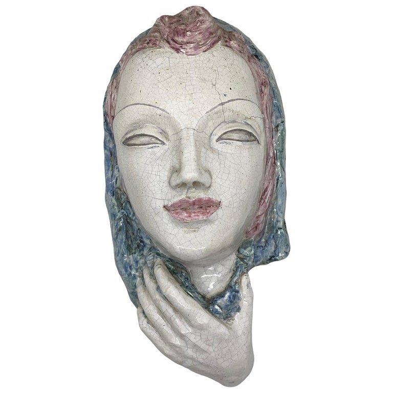 Female Head Wall Mask Antique Art Nouveau Vienna, Austria at 1stDibs