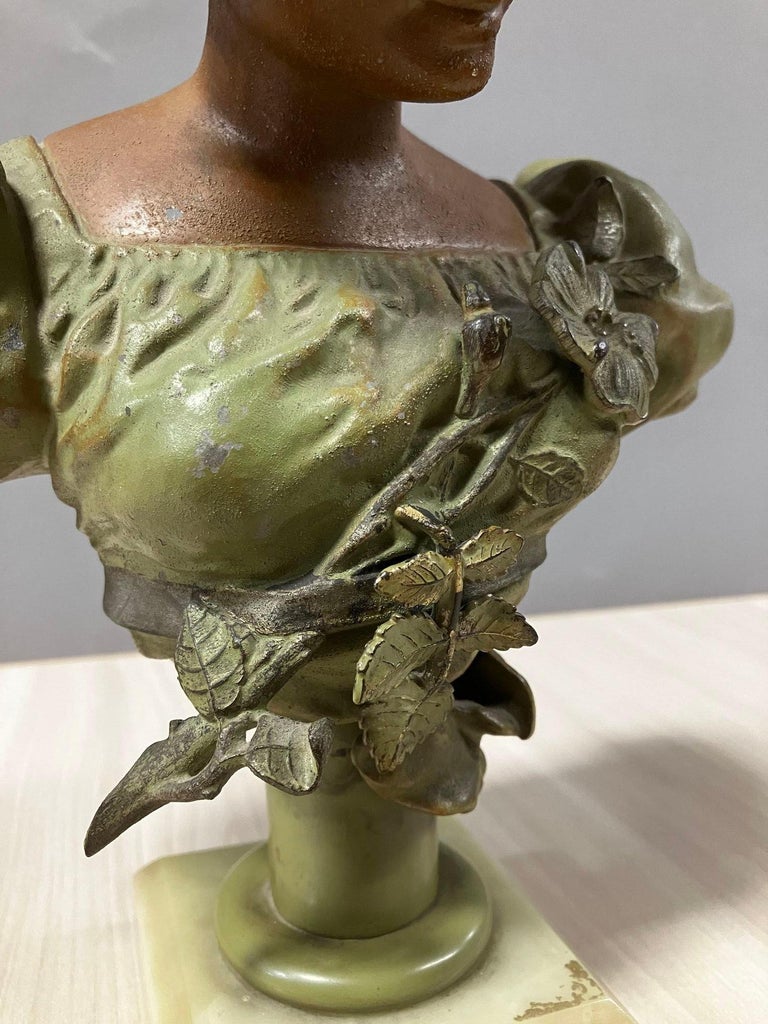 Female Victorian Summer Madame Bust W/ Marble Base For Sale at 1stDibs