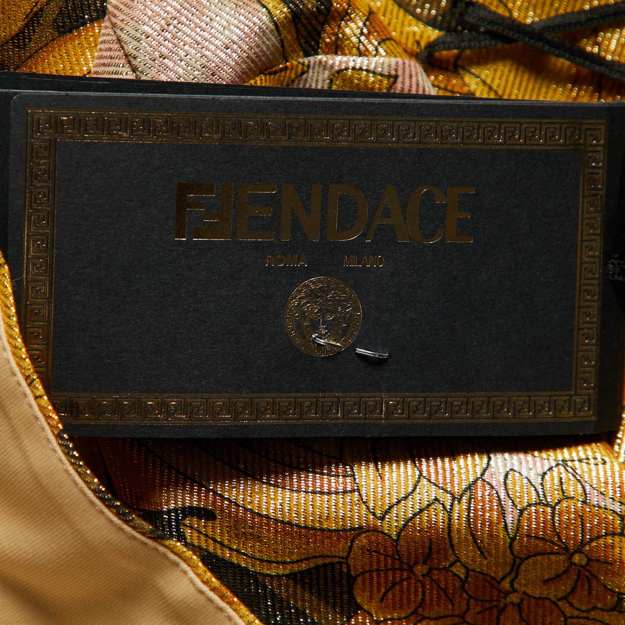 Fendace Fendi X Versace Multicolor Printed Lurex Midi Dress M For Sale ...