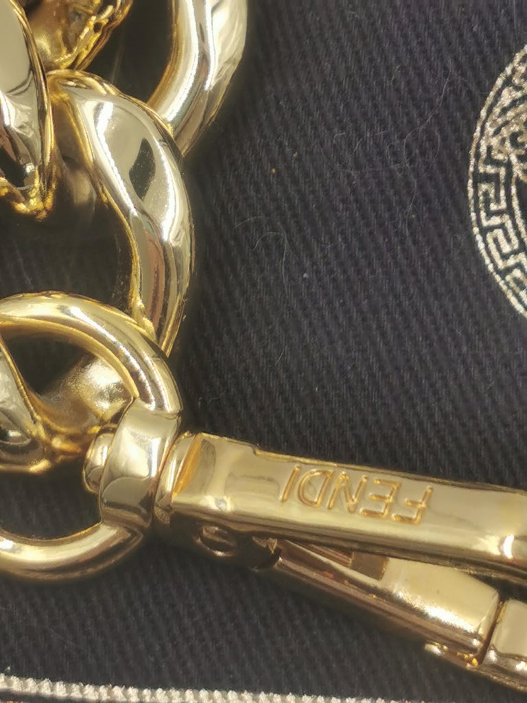 Fendace Versace Fendi Gold Chain Straps Zucca For Sale at 1stDibs