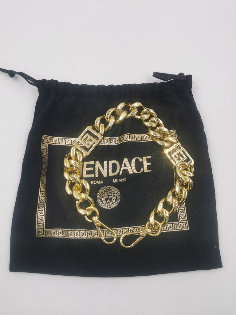 Fendace Versace Fendi Gold Chain Straps Zucca For Sale at 1stDibs
