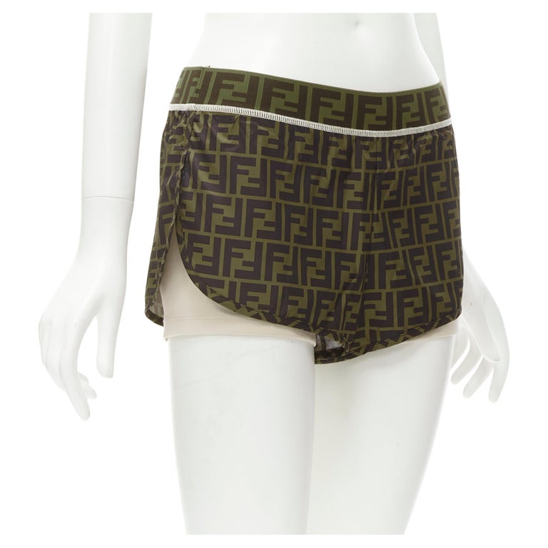 FENDI Activewear Forever FF Zucca monogram pink lined running shorts S ...