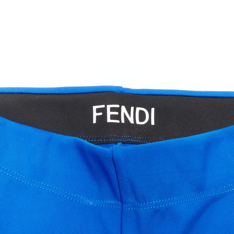 FENDI Activewear reflective silver logo cobalt blue sports leggings XS ...