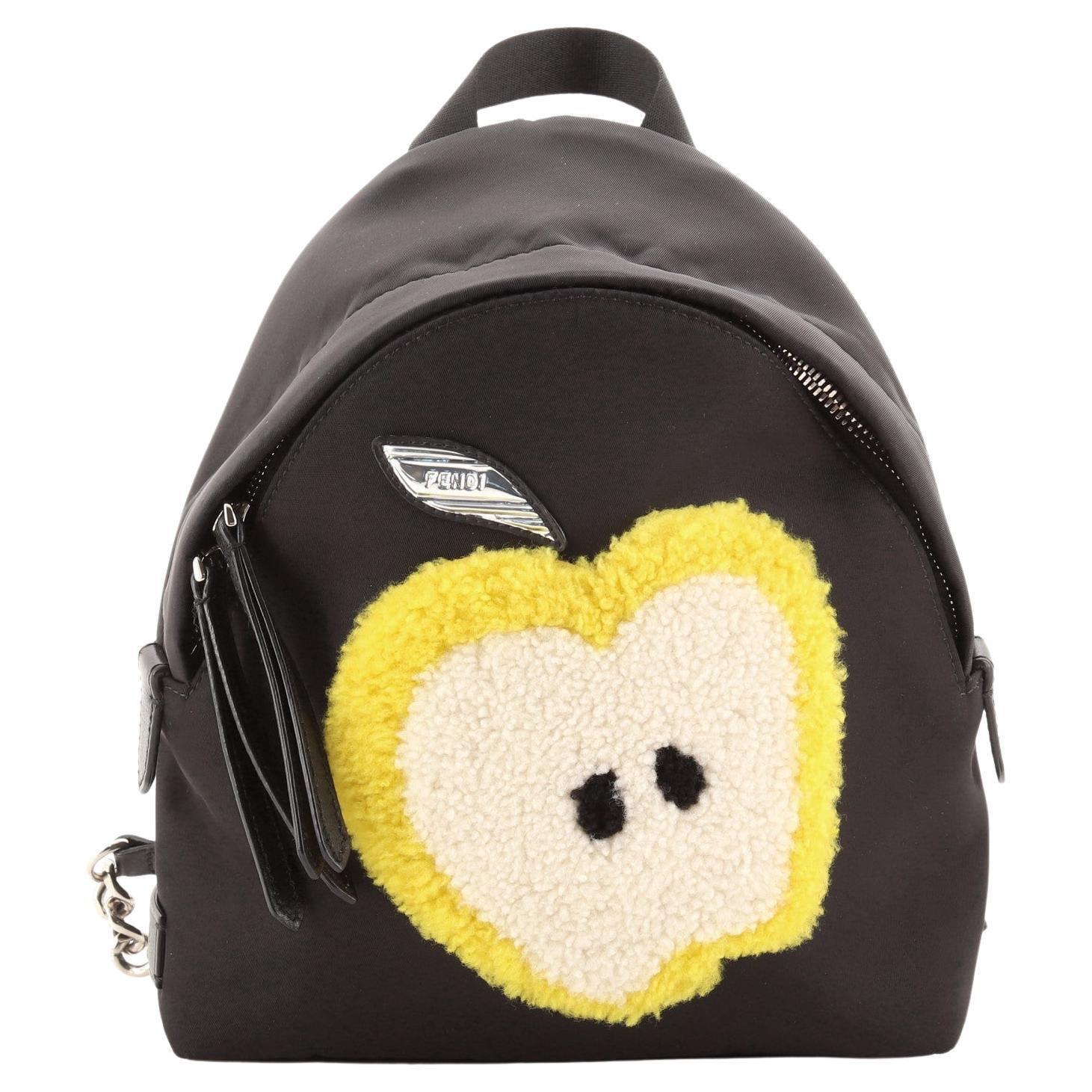 Fendi Apple Backpack Nylon with Shearling Mini at 1stDibs