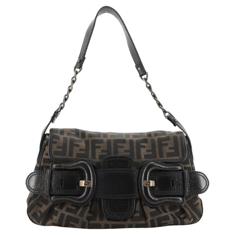 Fendi B Bis Flap Bag Zucca Canvas Medium at 1stDibs