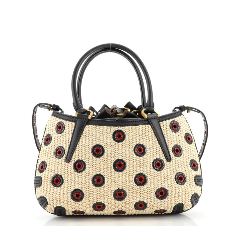 Fendi B. Fab Convertible Tote Grommet Embellished Raffia Small For Sale ...