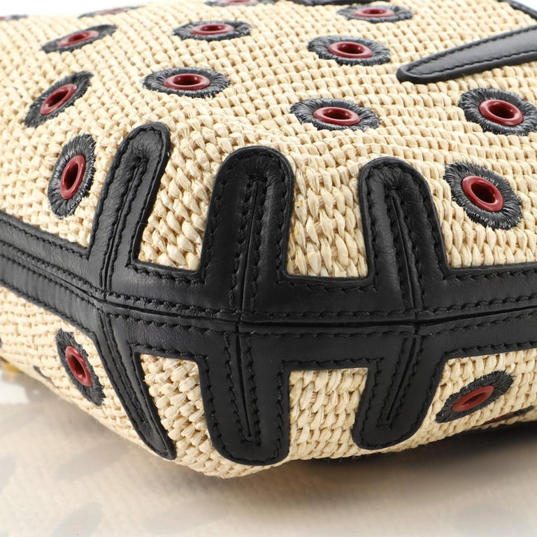 Fendi B. Fab Convertible Tote Grommet Embellished Raffia Small For Sale ...