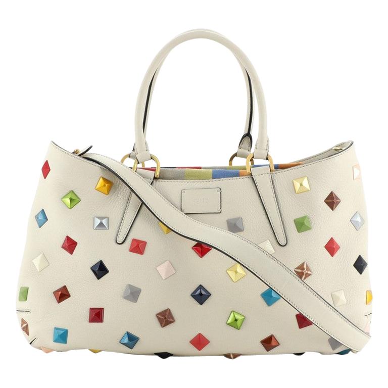 Fendi B. Fab Convertible Tote Studded Leather Medium at 1stDibs
