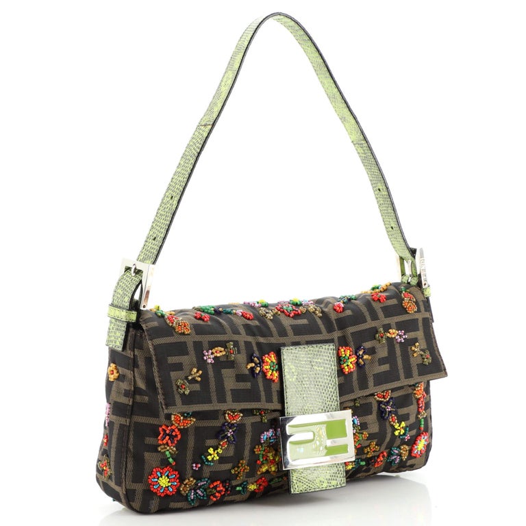 Fendi Baguette Bag Bead Embellished Zucca Canvas at 1stDibs