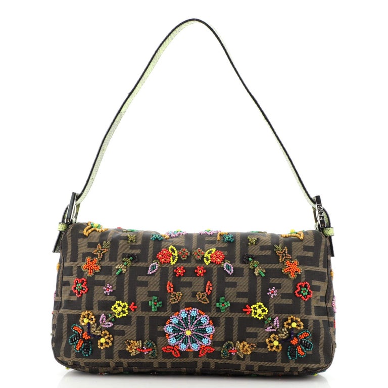 Fendi Baguette Bag Bead Embellished Zucca Canvas at 1stDibs