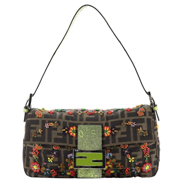Fendi Baguette Bag Bead Embellished Zucca Canvas at 1stDibs