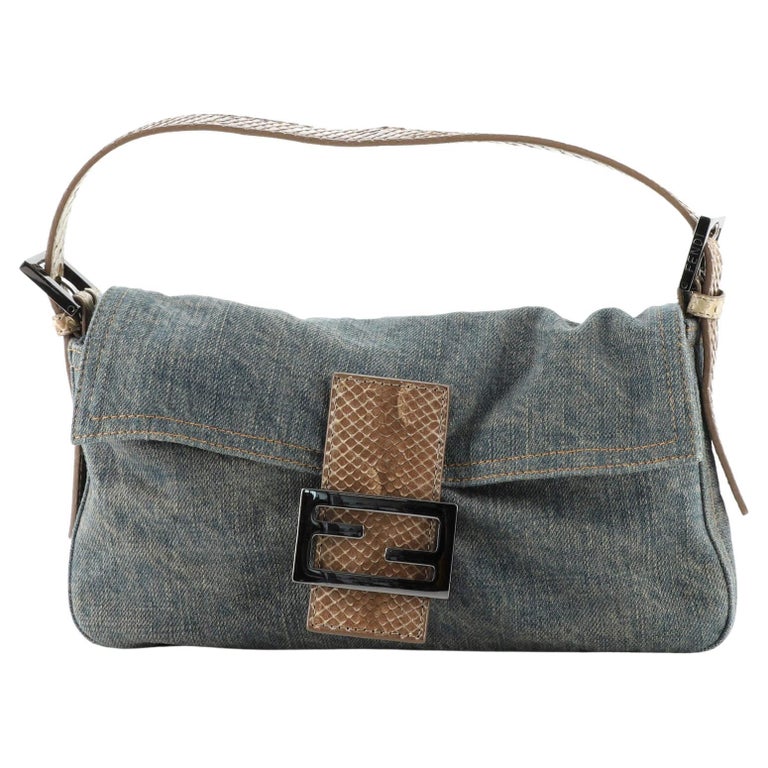 Fendi Baguette Bag Denim with Snakeskin Medium at 1stDibs