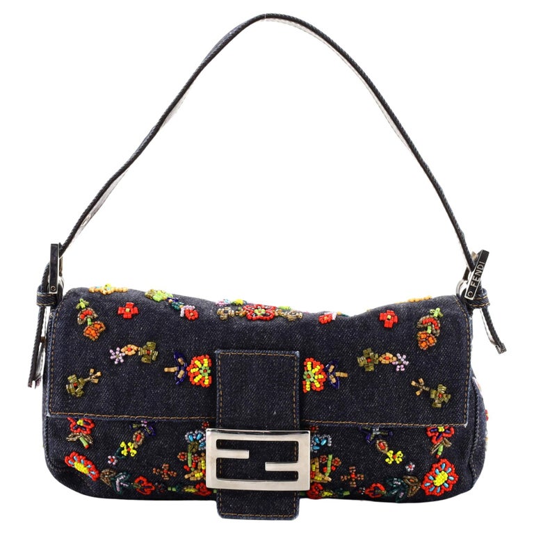 Fendi Baguette Bag Embellished Denim at 1stDibs