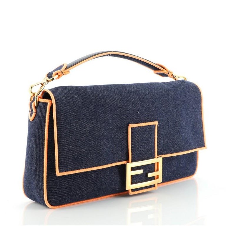 Fendi Baguette NM Bag Denim Large at 1stDibs
