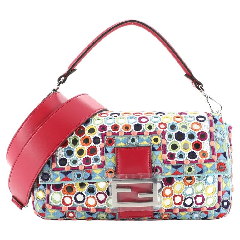 Fendi Baguette NM Bag Limited Edition Embroidered Mirror Medium at 1stDibs