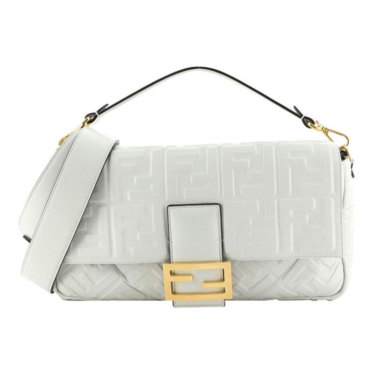 Fendi Baguette NM Bag Zucca Embossed Leather Large at 1stDibs