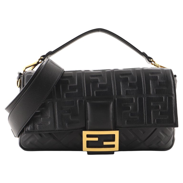 Fendi Baguette NM Bag Zucca Embossed Leather Large at 1stDibs