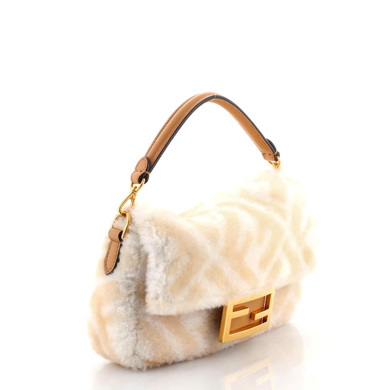 Fendi Baguette NM Bag Zucca Shearling Mini at 1stDibs