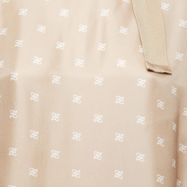 Fendi Beige Calligraphy Print Belted Collar Detail Blouse S For Sale at ...