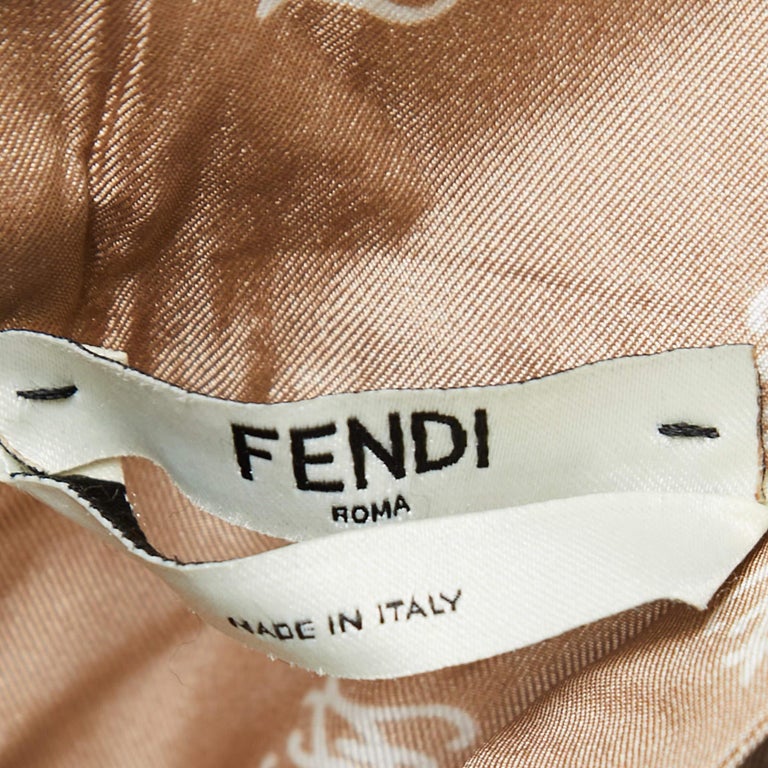 Fendi Beige Calligraphy Print Belted Collar Detail Blouse S For Sale at ...