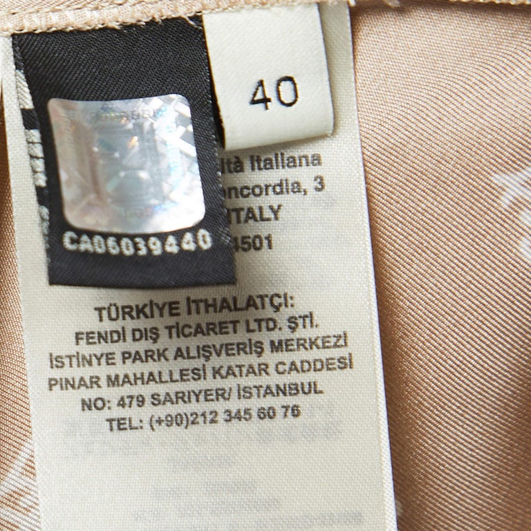 Fendi Beige Calligraphy Print Belted Collar Detail Blouse S For Sale at ...