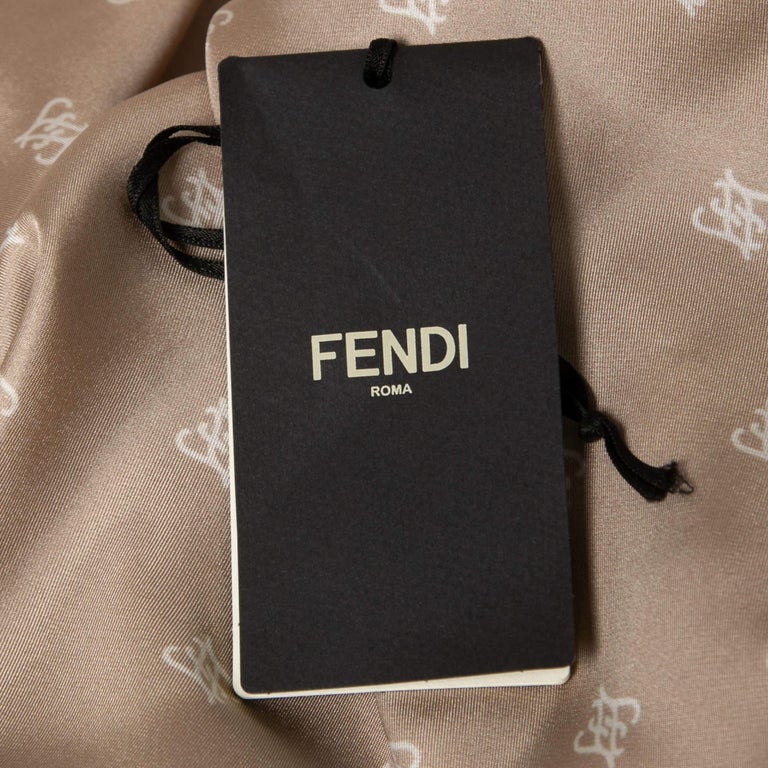 Fendi Beige Calligraphy Print Belted Collar Detail Blouse S For Sale at ...