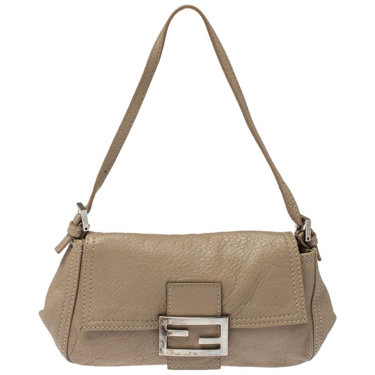 Fendi Beige Leather Baguette Shoulder Bag at 1stDibs