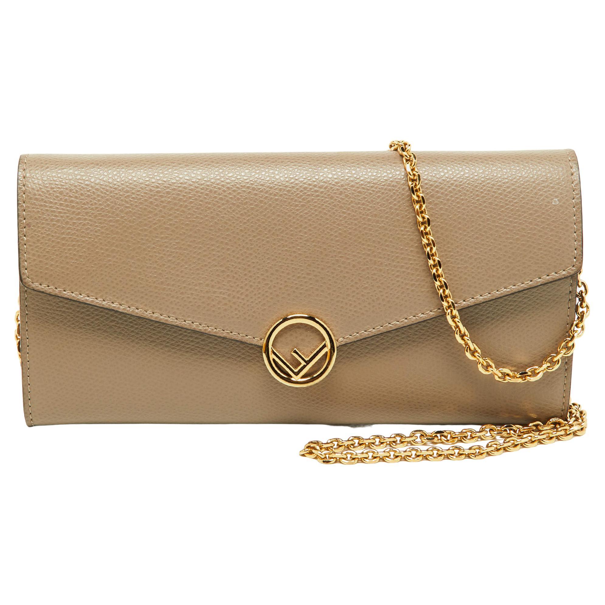 Fendi Beige Leather F is Fendi Wallet on Chain For Sale at 1stDibs